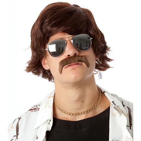 Amazon.com: ALLAURA 60s 70s Mens Costume Wig Short Brown Wigs ...