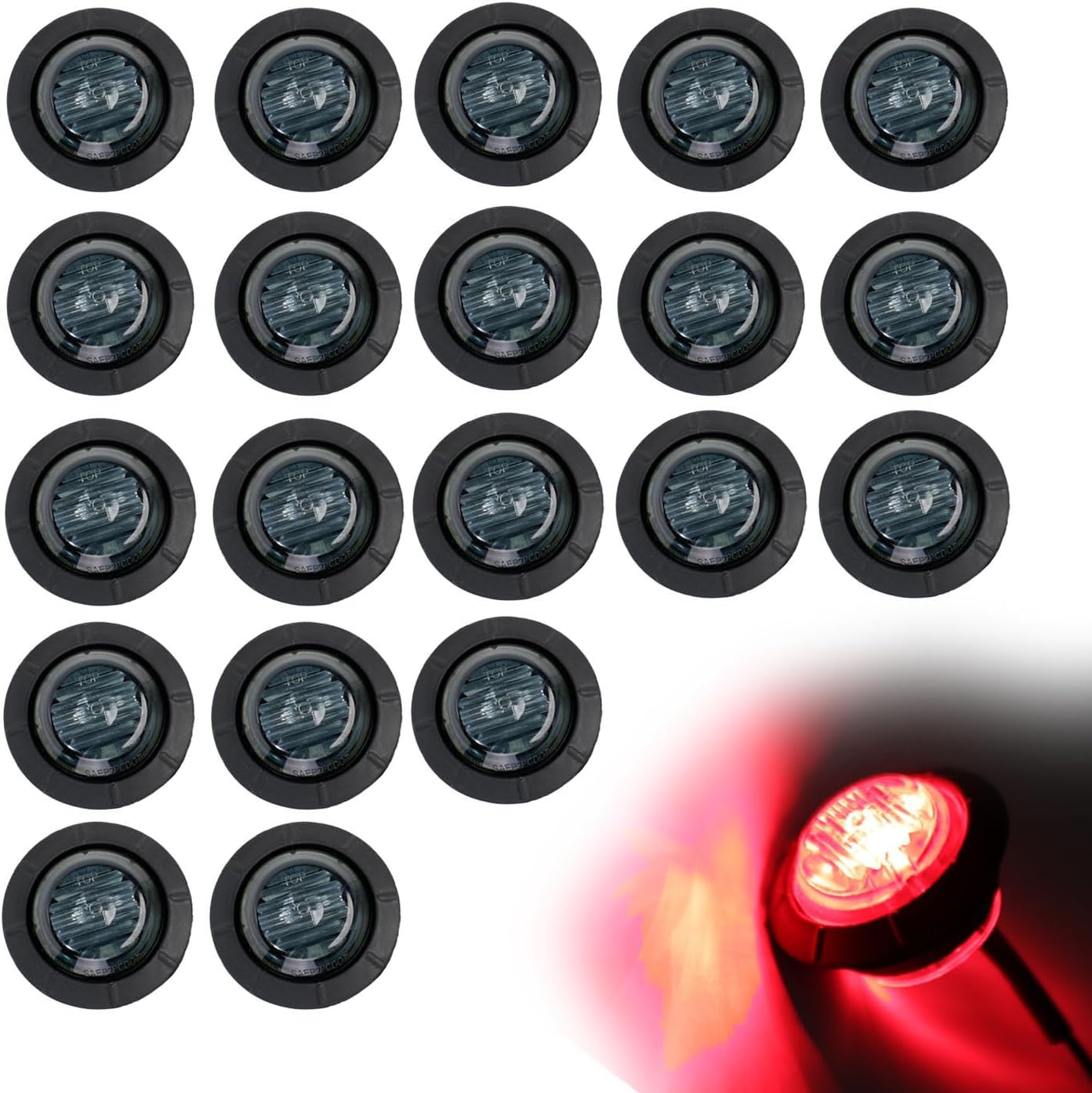 Amazon.com: Ledvillage 20 Pcs of 1-1/4 Inch Smoked Lens & Red Lights ...