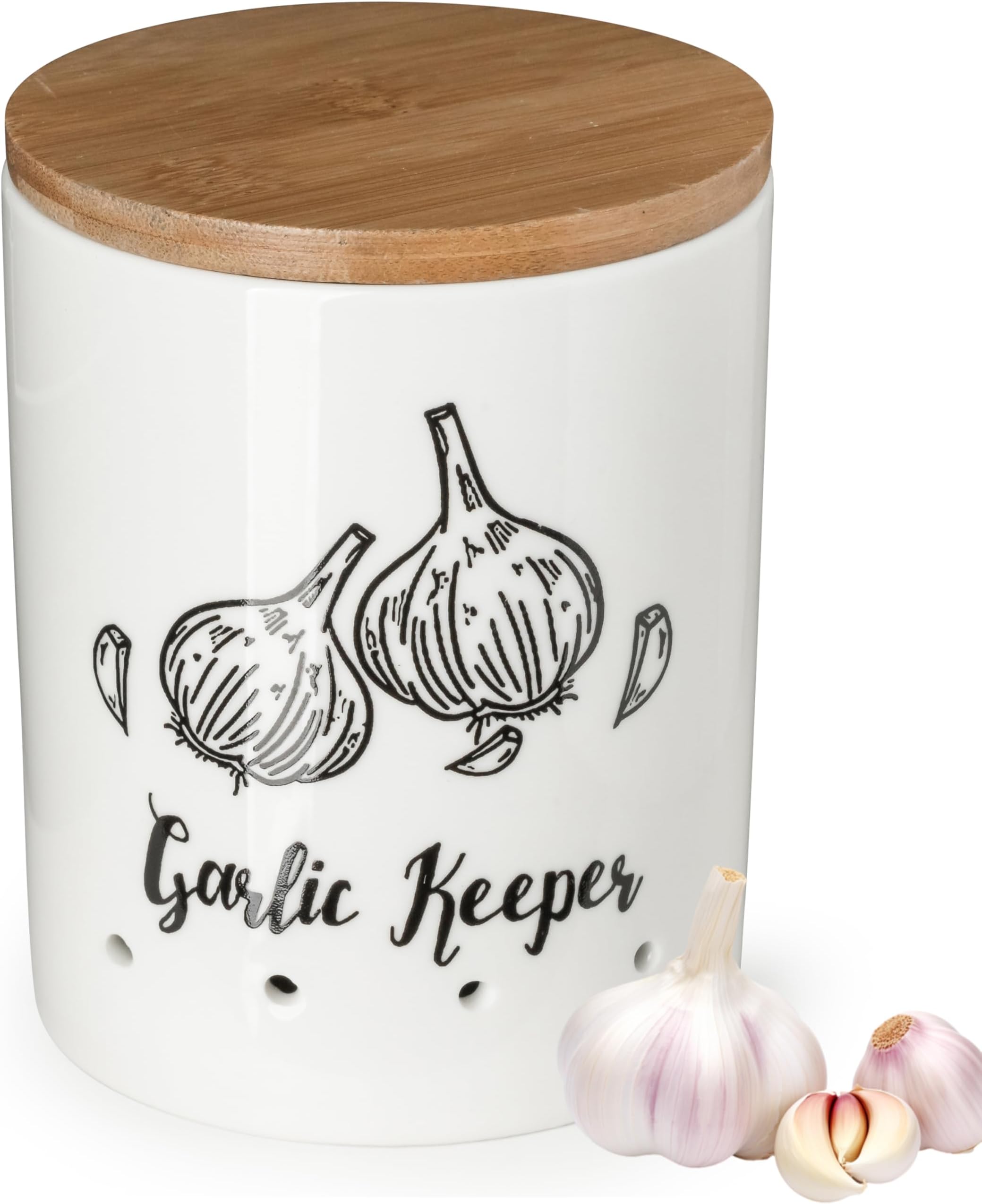 Amazon.com: Mud Pie Garlic Keepers (White with Cork Top): Home & Kitchen