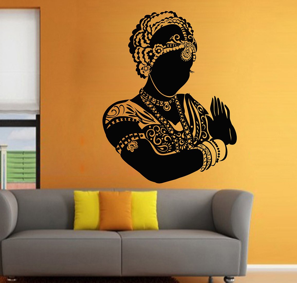 Buy Wallstick Vinyl 'Namaskaram' Wall Sticker Multicolour, 49 cm x 4 cm ...