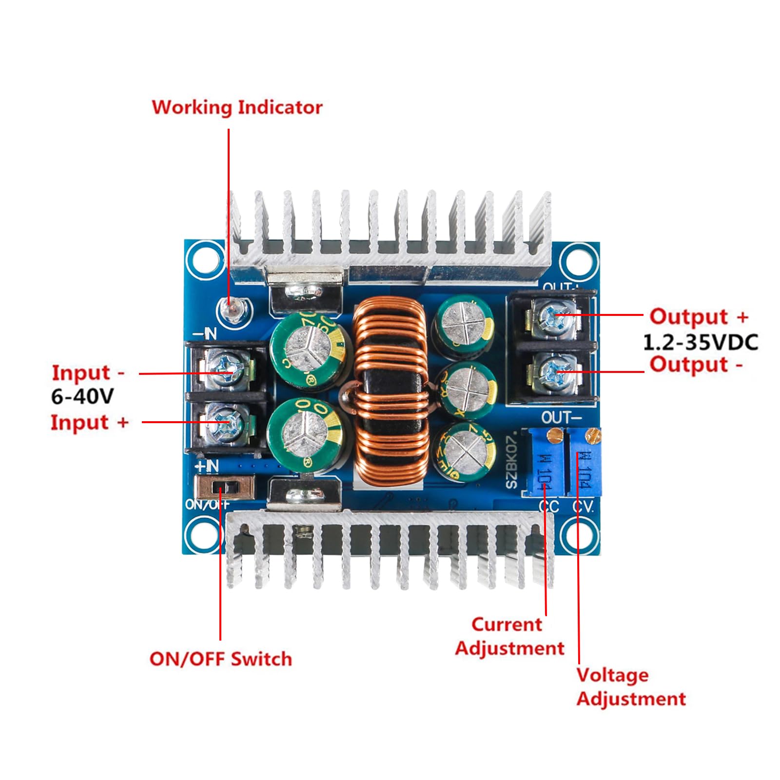 Snapklik.com : 20A 300W CC CV Step Down Module,Constant Current CC CV ...