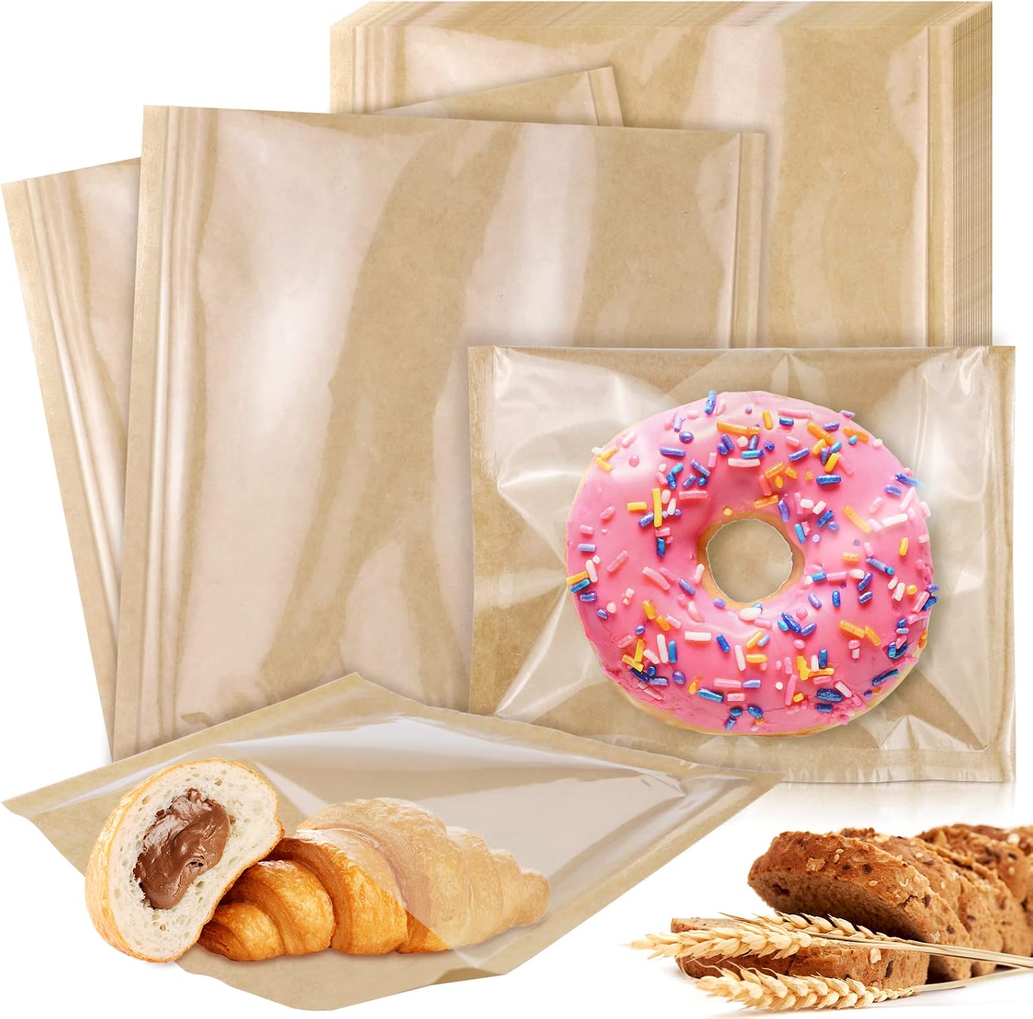 Amazon.com: Vmiapxo 150 Pack Heat-Sealable Bakery Bags with Window ...