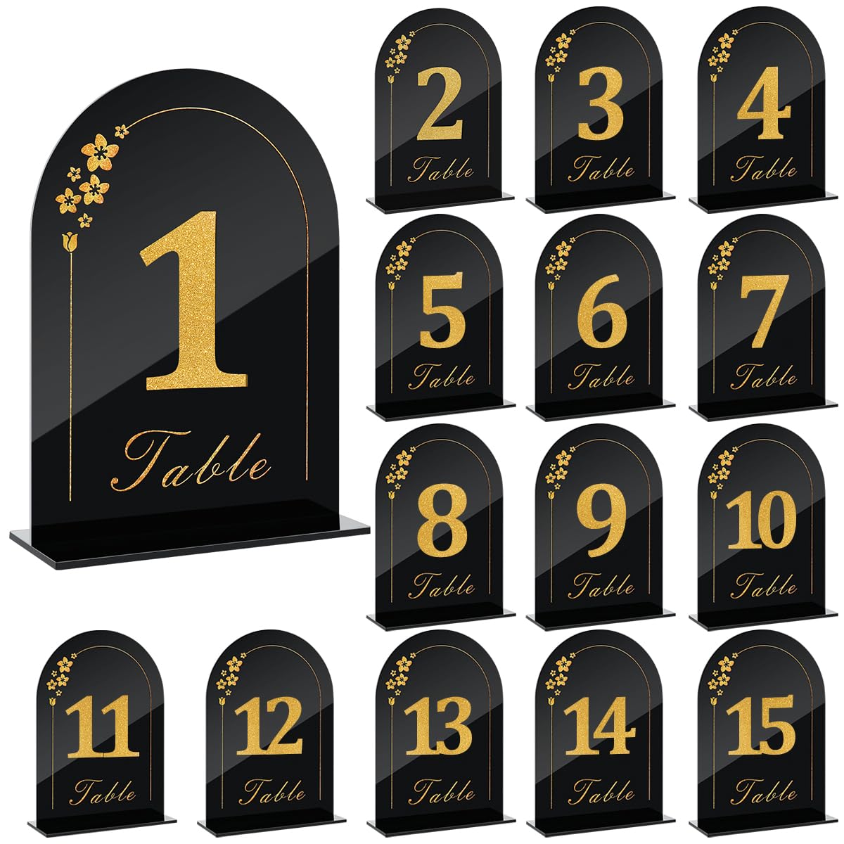 Amazon.com : DI QIU REN 15PCS Arched Wedding Table Numbers, Black ...