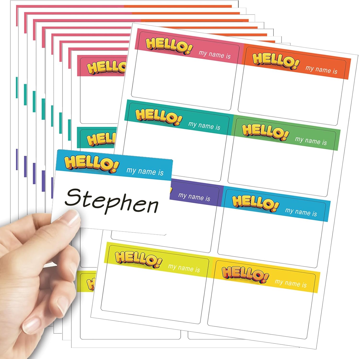 Amazon.com: 120 Pcs Name Tags Stickers, Hello My Name is Stickers, 3"x2 ...