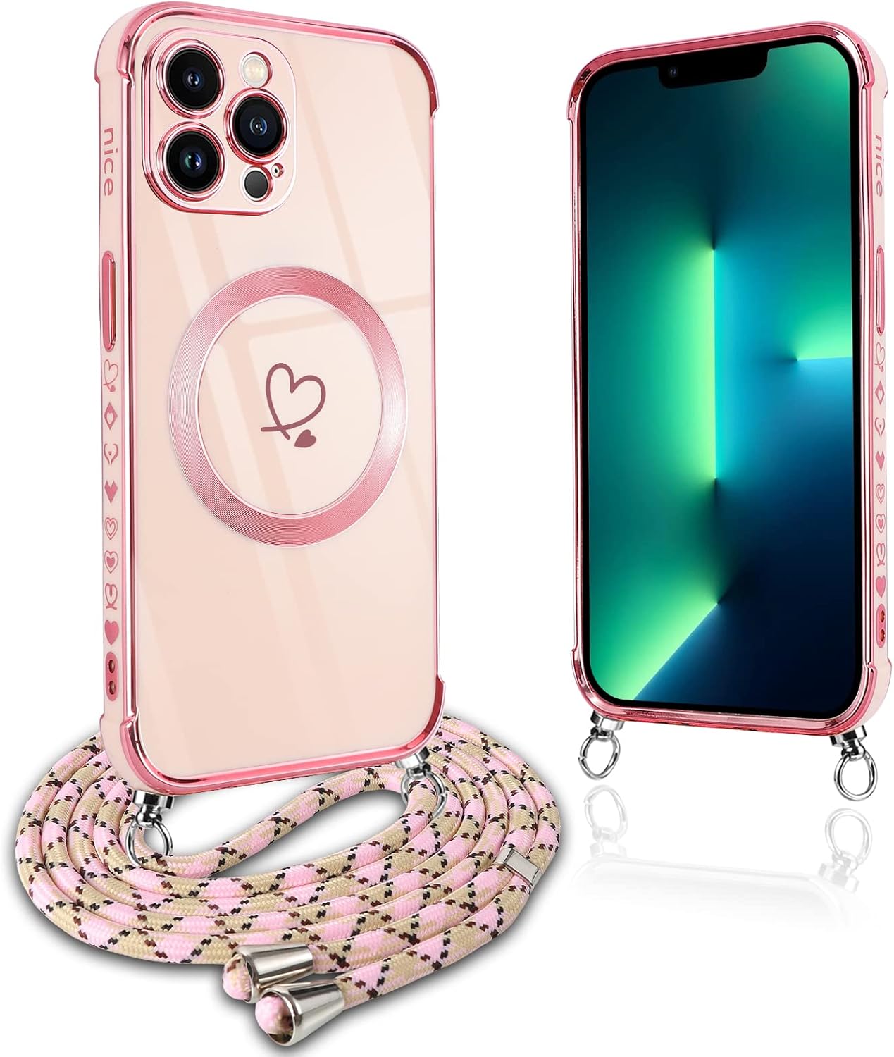 Pnakqil Mobile Phone Chain for iPhone 13 Pro Max Case with Strap ...