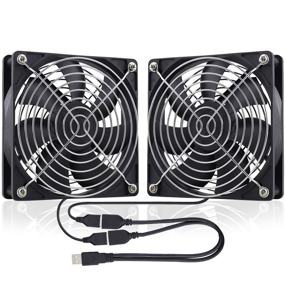 Amazon.com: GDSTIME Quiet Dual 120mm USB Fan, DC 5V Powered Fans ...