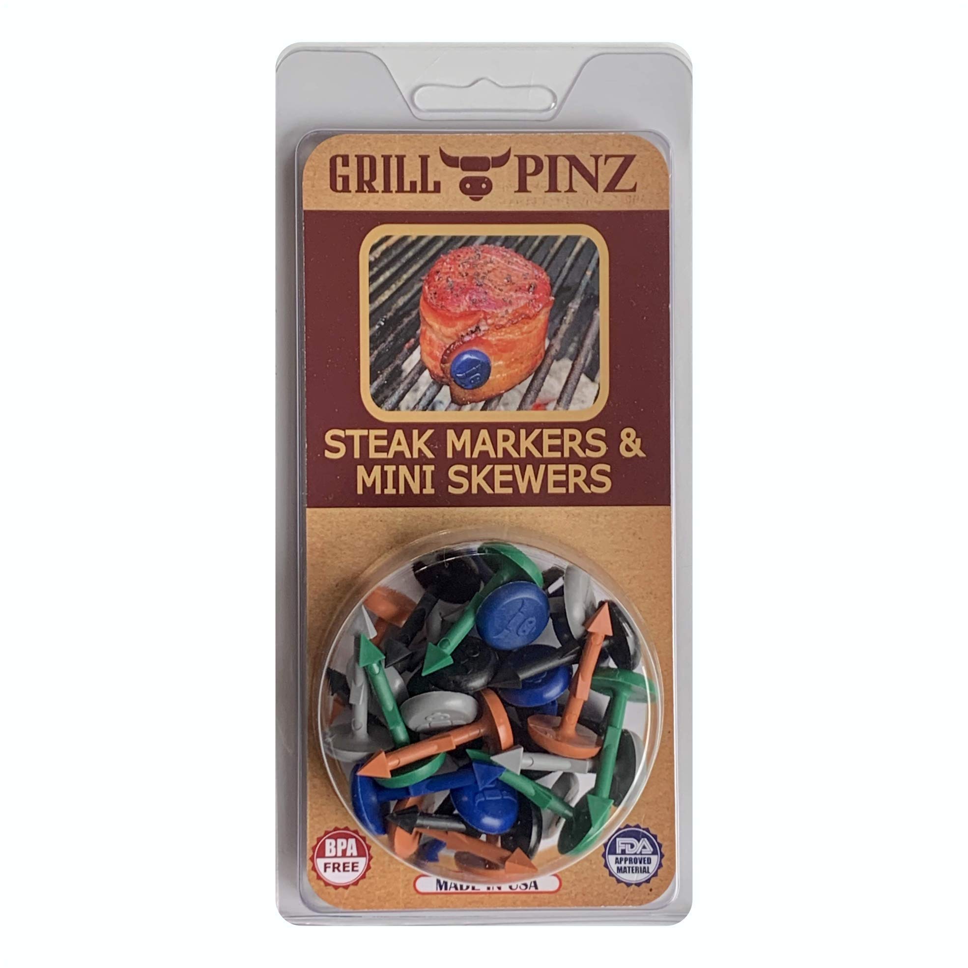 Amazon.com : Steak Pinz - Grill Safe, Reusable Nylon Food Markers for ...
