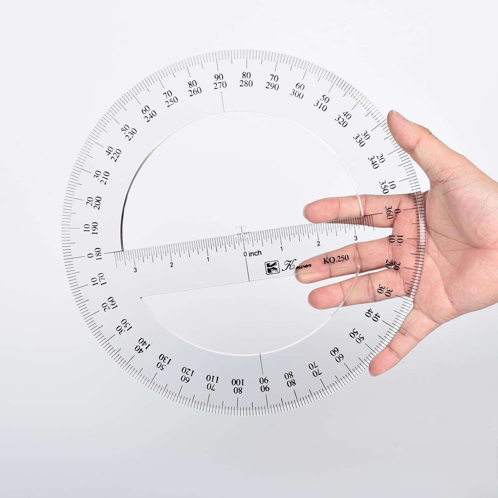 360 Full Circle Protractor, 25cm Plastic Math Measuring Tools Round ...