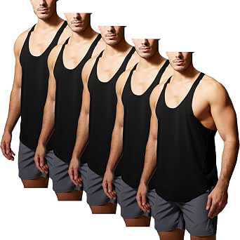 Amazon.com: GYM REVOLUTION Men's 5 Pack Workout Gym Muscle Stringers ...