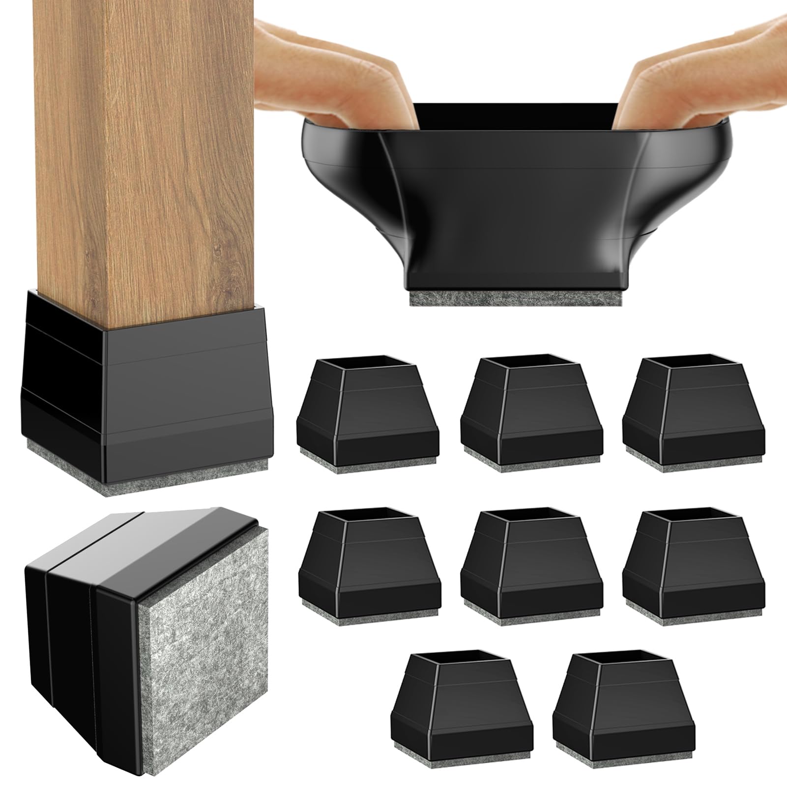 Square Chair Leg Protectors for Hardwood Floors, 8 Pcs Silicone Felt ...
