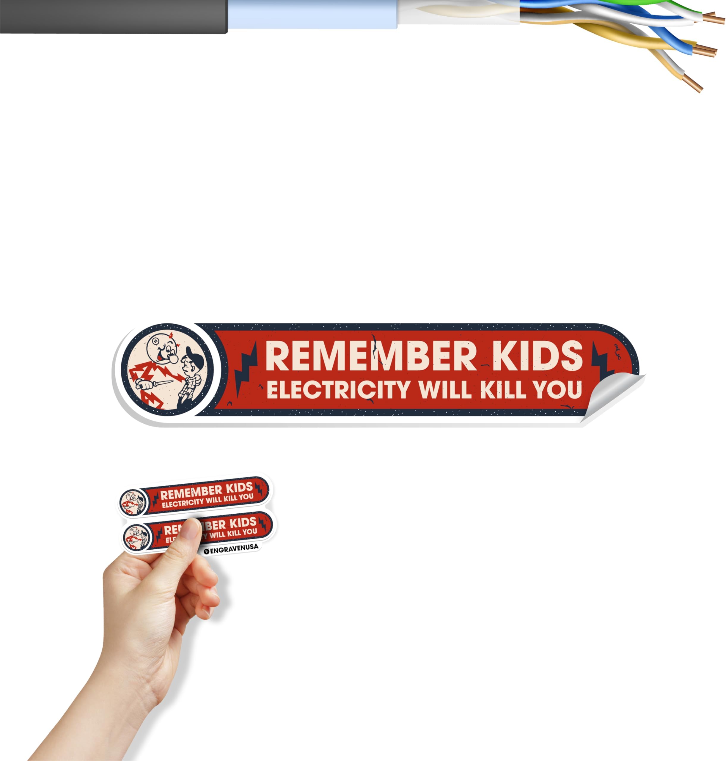 Amazon.com: Remember Kids Electricity Will Kill You Sticker - Hard Hat ...