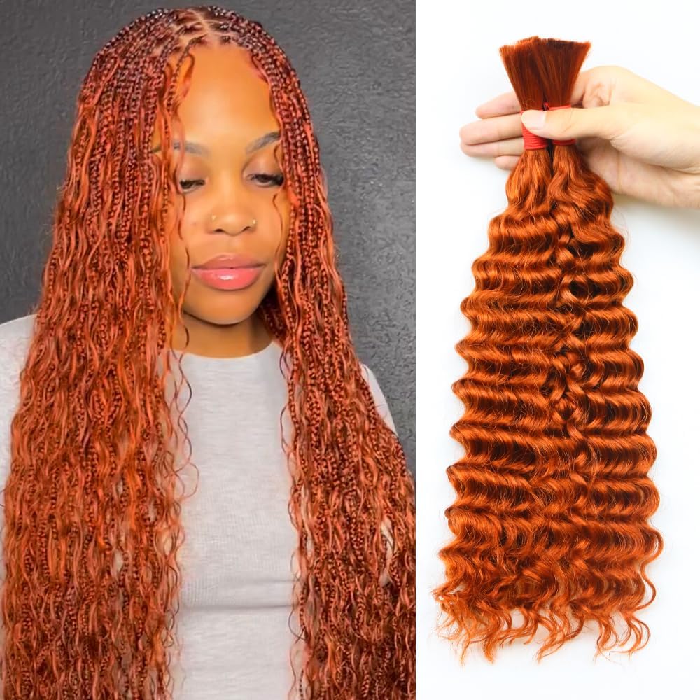 Amazon.com : Deep Wave Bulk Human Hair for Braiding No Weft 100g (1Pack ...