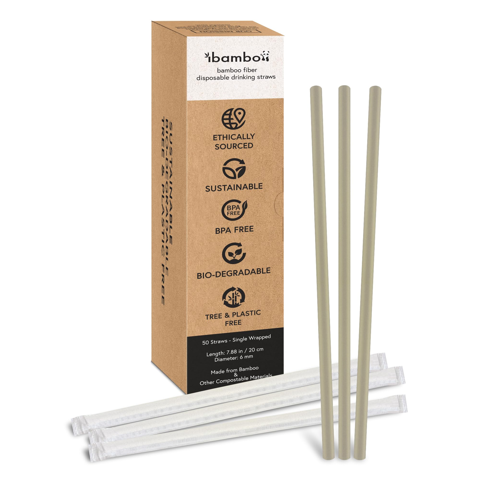 Amazon.com: Ibambo 50 Pack Disposable Bamboo Powder Straws - 7.88 ...