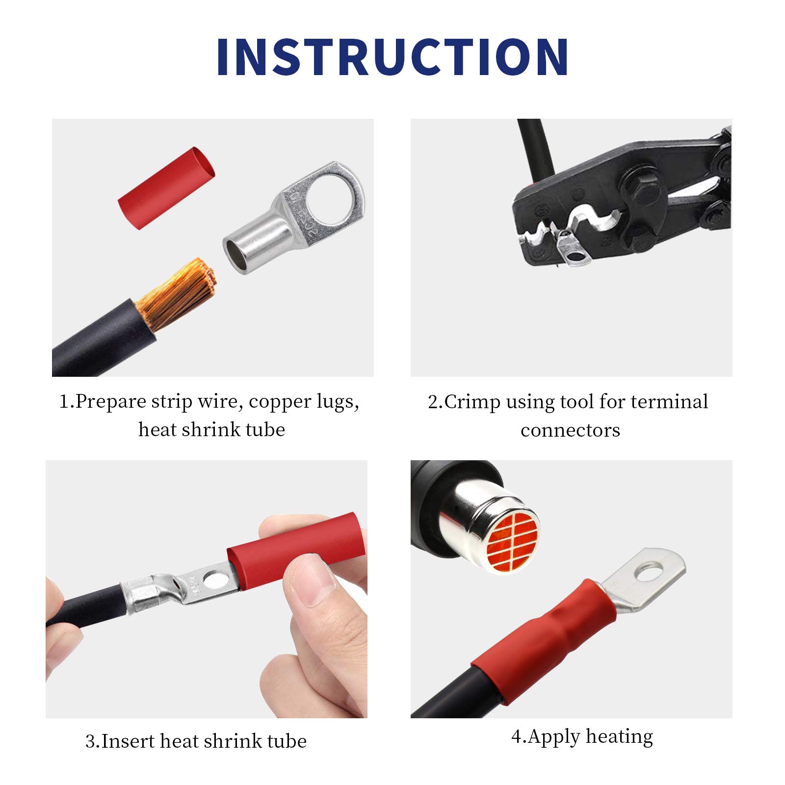 Snapklik.com : Tinned Copper AWG14-12 1/4"Stud Battery Cable Lugs,Heavy ...