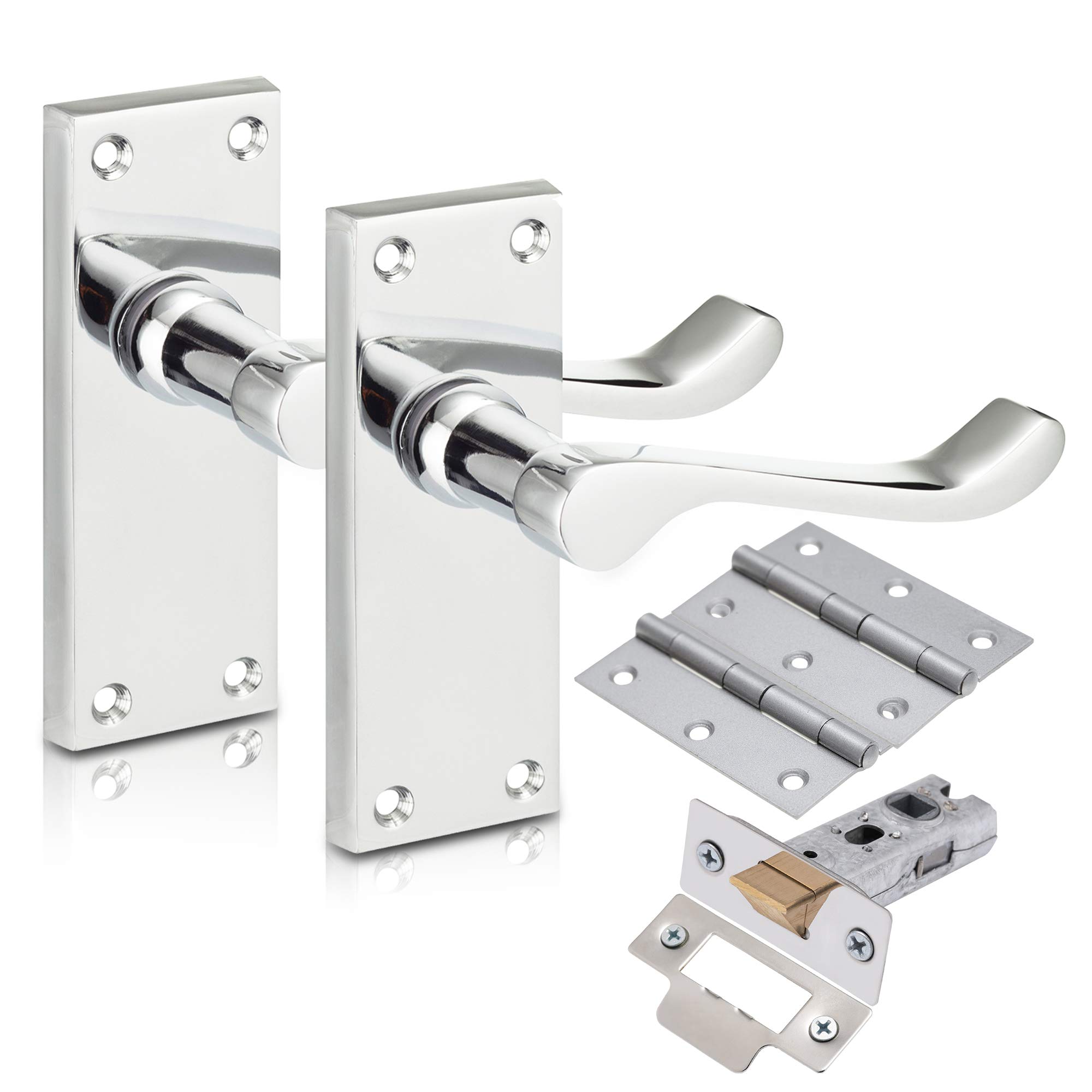 Polished Chrome Lever Latch Scroll Door Handles Internal Set, Interior ...