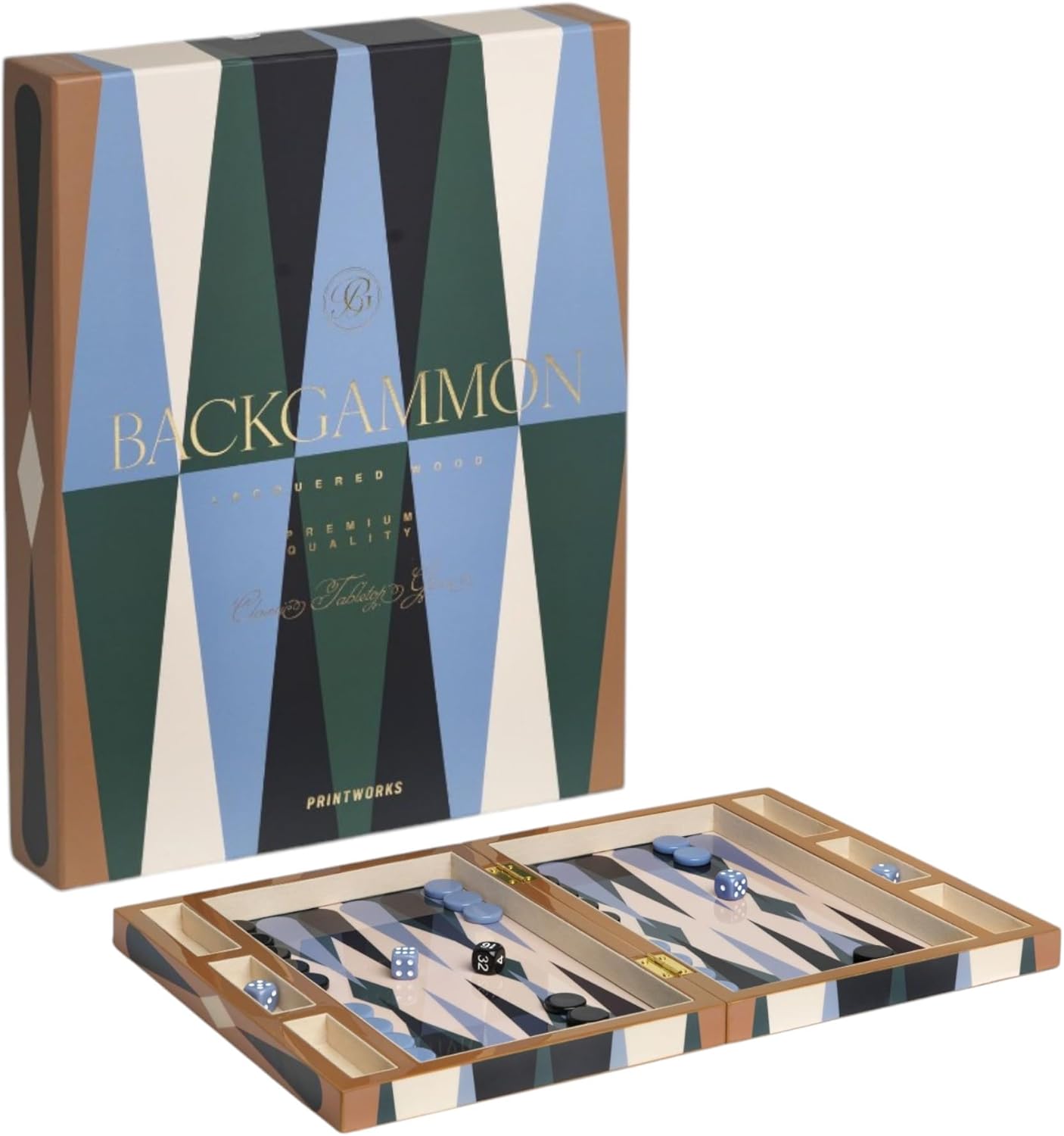 Amazon.com: Printworks Lacquered Backgammon – Luxury Wooden Board with Acrylic Pieces, Large ...