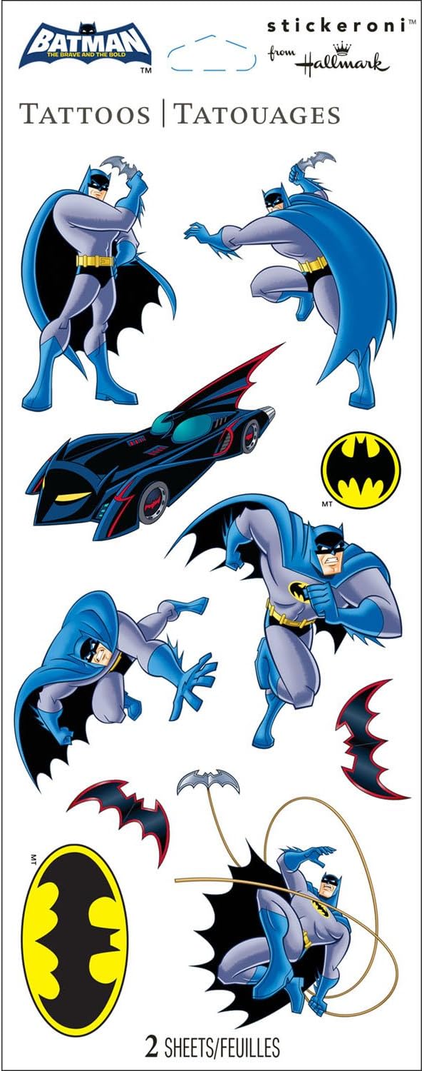 Amazon.com: Batman Party Supplies Tempoary Tattoos - 2 Sheets : Beauty ...