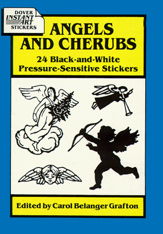Angels and Cherubs: 24 Black-and-White Pressure-Sensitive Stickers ...