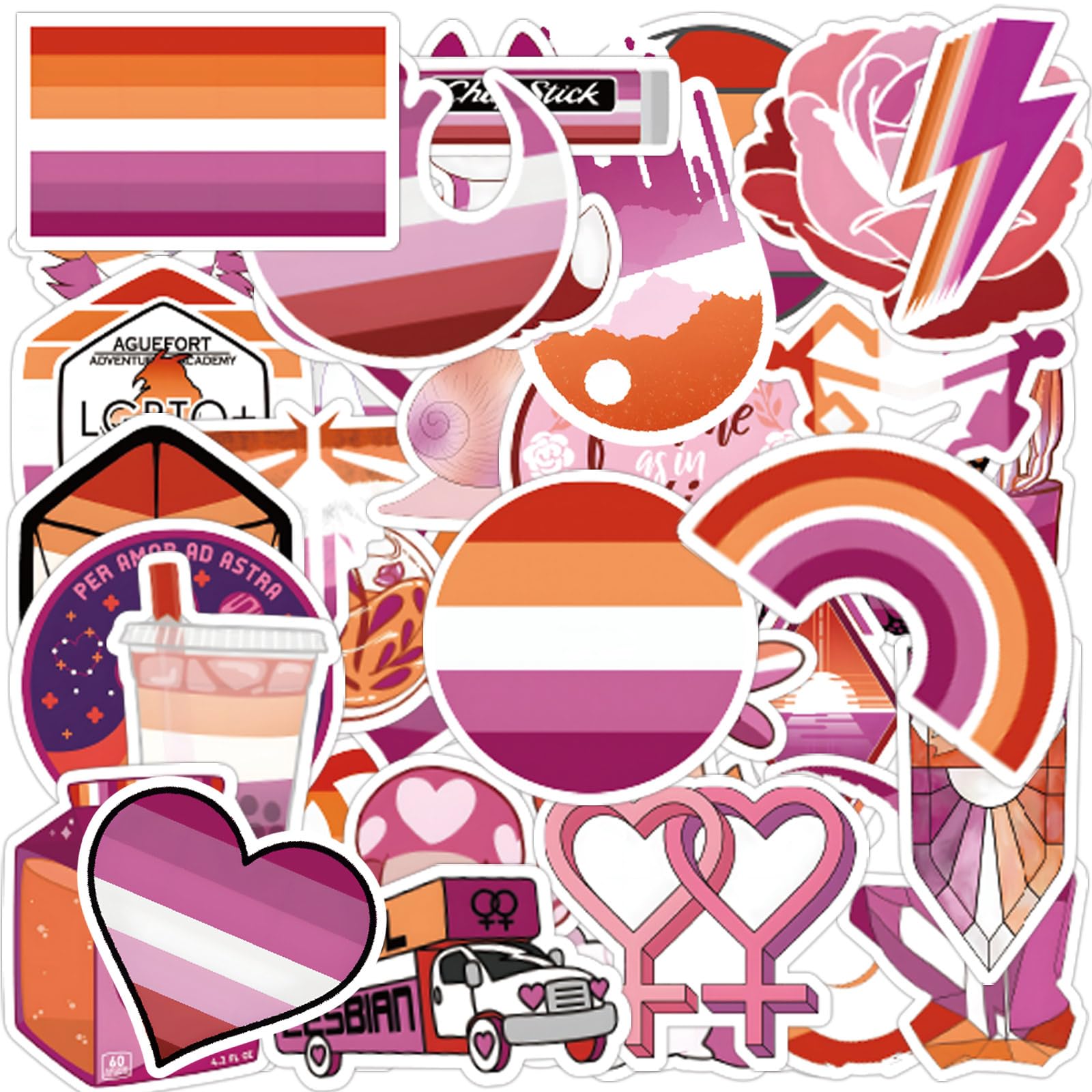 Amazon.com: MEPLUM Vinyl Lesbian Pride Stickers, 100 Pcs Waterproof ...