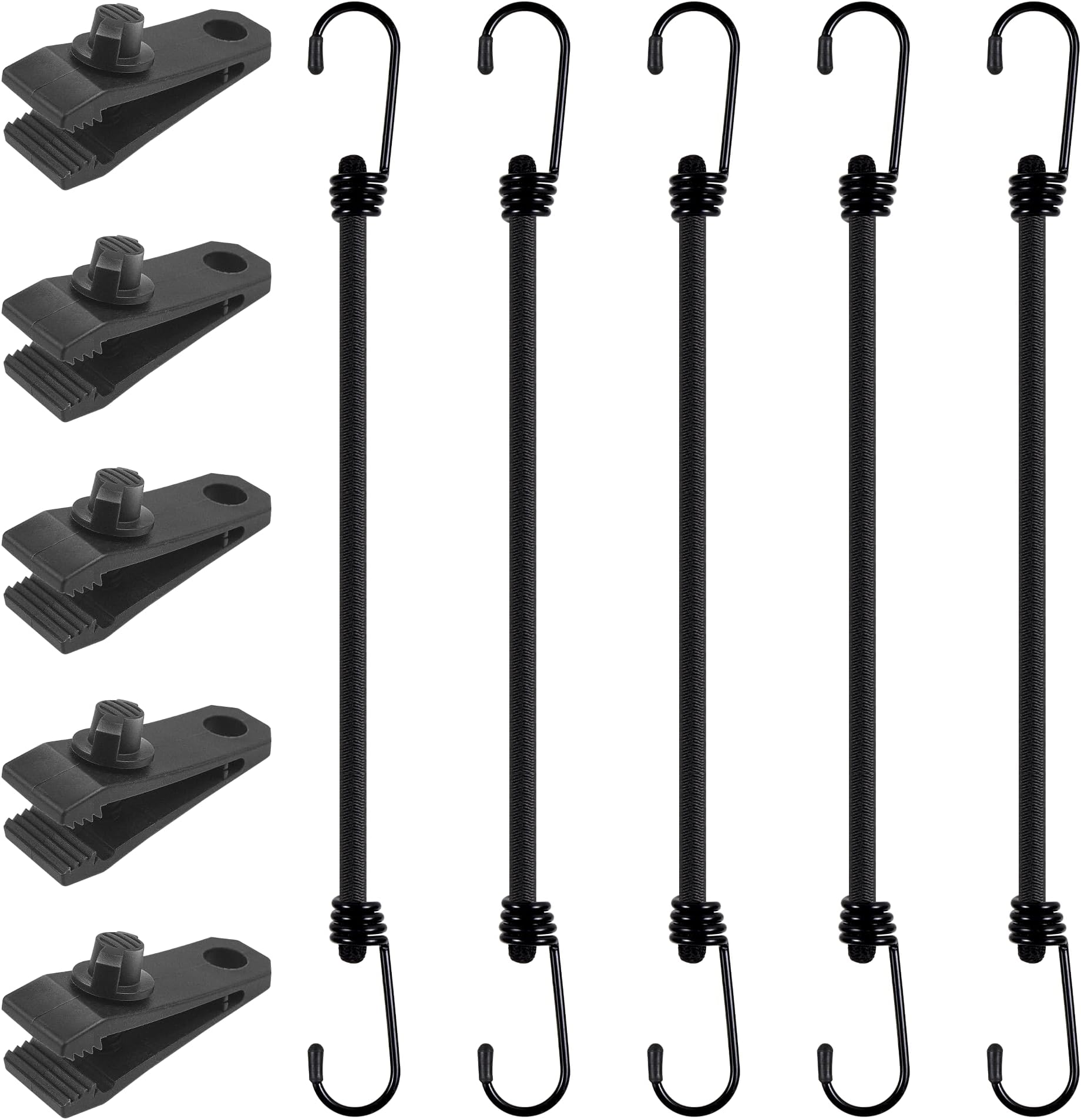 12 Inch Bungee Cord with Dual Hooks, Heavy Duty Outdoor 5Pack Multi ...