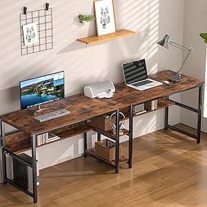 Amazon.com: Ytaoka 78.74" Two Person Desk, Double Desk with Storage ...