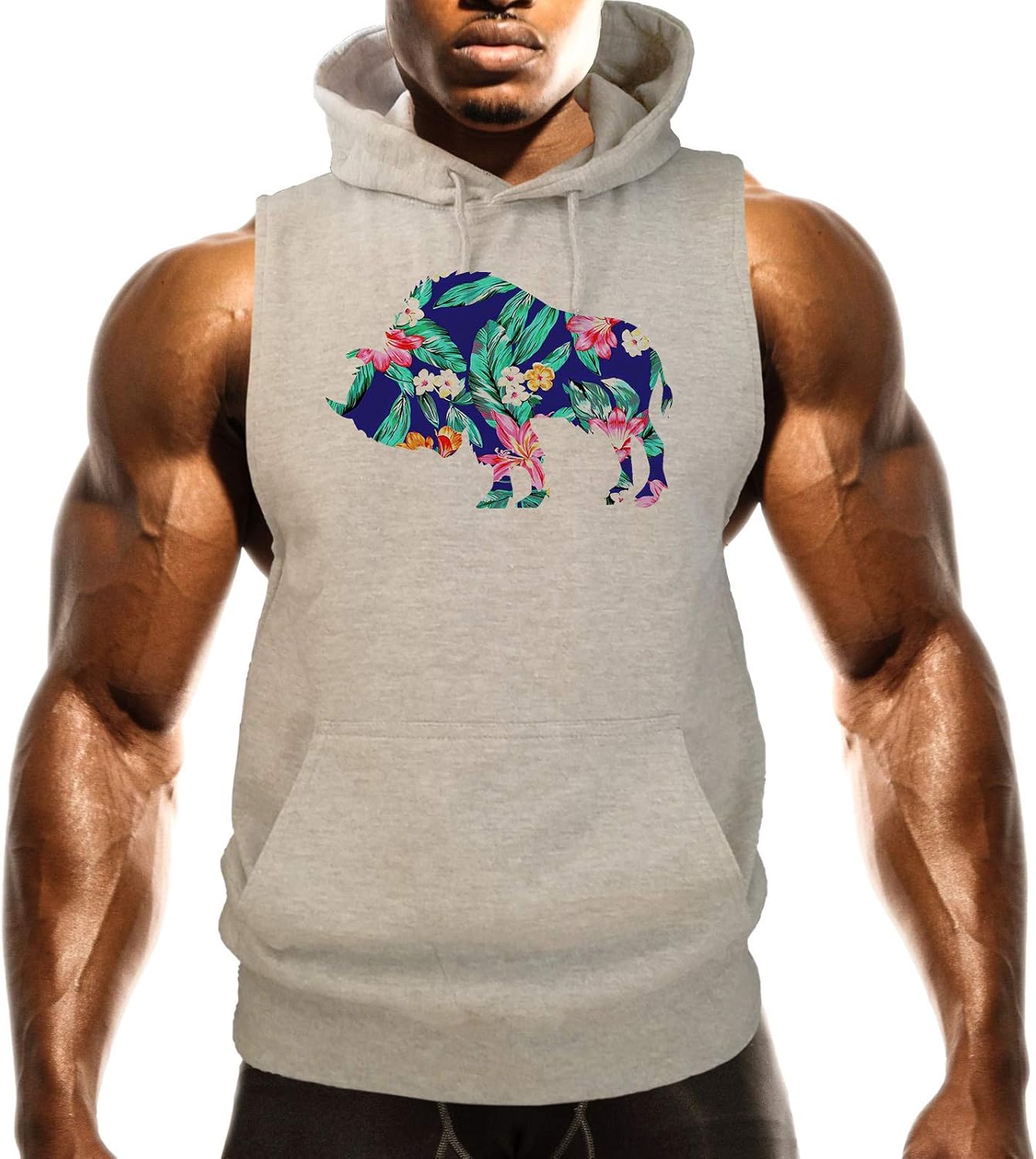 Interstate Apparel Men's Hawaii Floral Buffalo B1245 Gray Fleece Vest ...