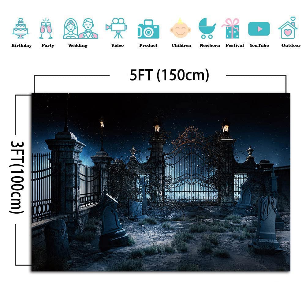 5x3ft Halloween Decor XLL Halloween Photo Backdrop - Watercolor Pumpkin ...
