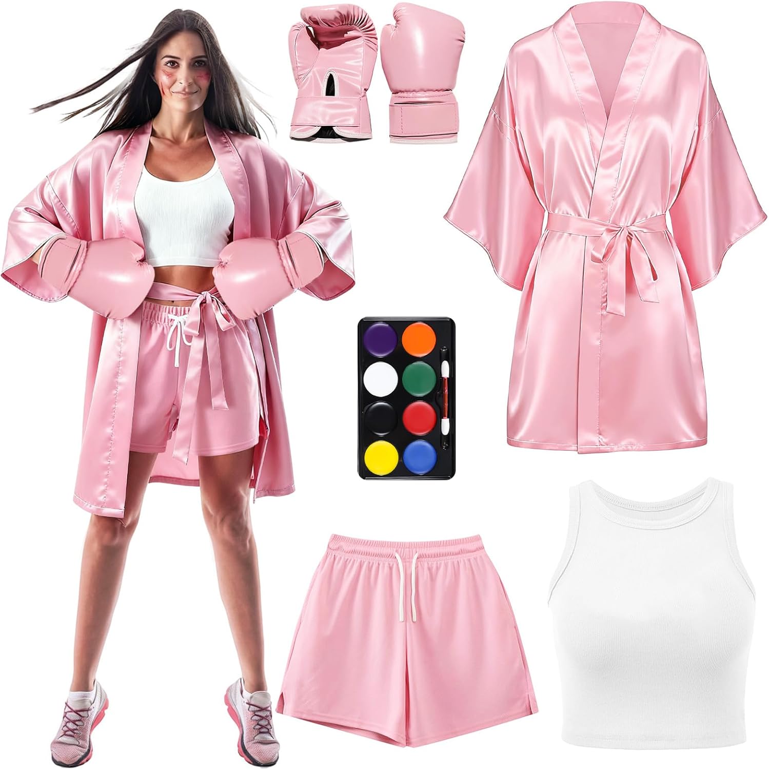 Amazon.com: 6 Pcs Boxer Costume Women Halloween Boxing Costume Set with ...
