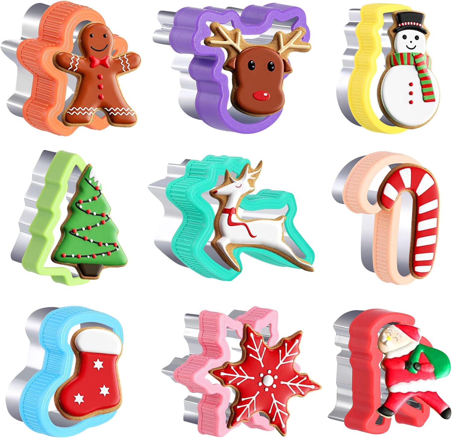 Amazon.com: Christmas Cookie Cutters-9 Christmas holiday themed baking ...