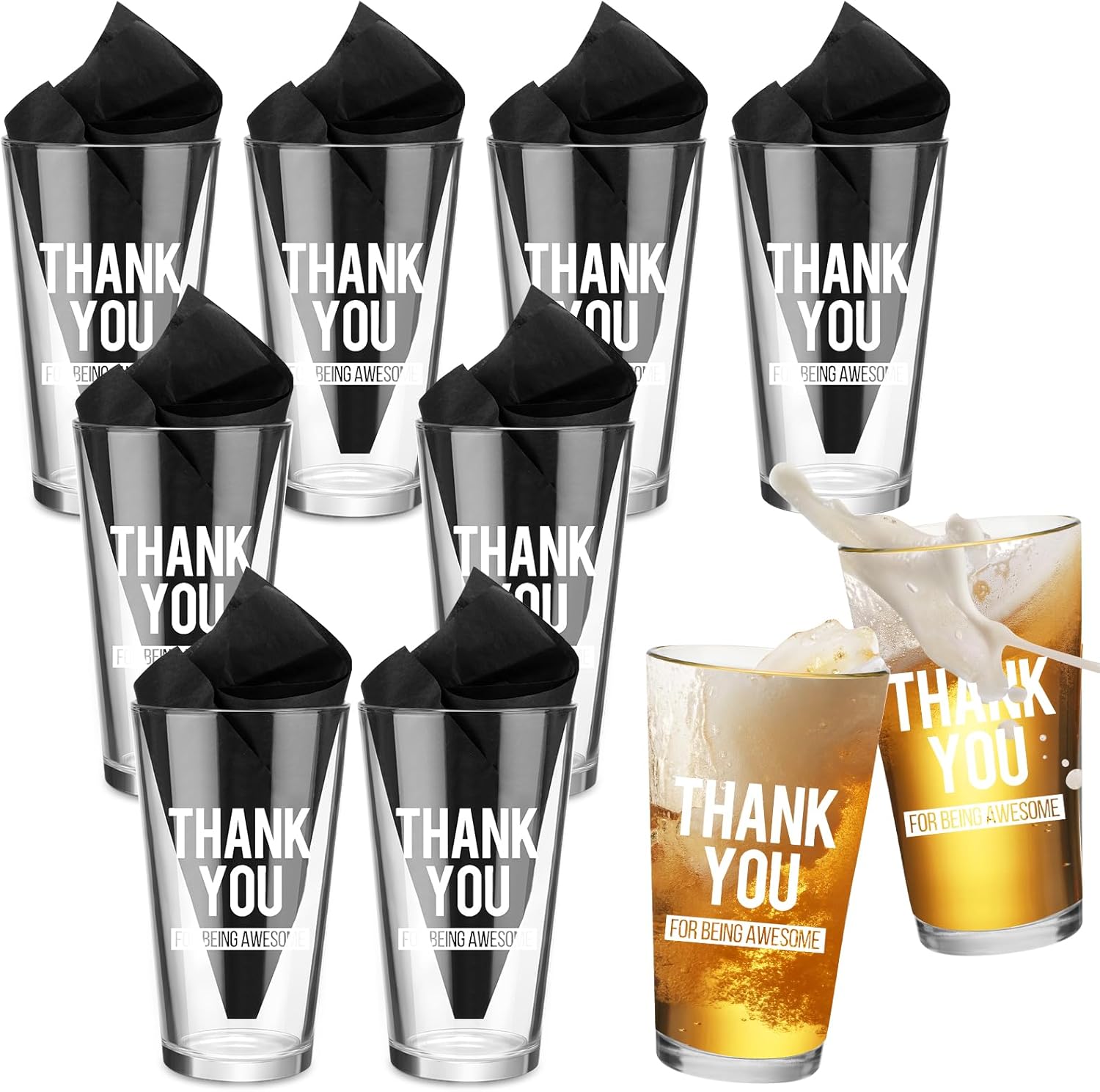 Amazon.com: Bokon 10 Set Employee Appreciation Gift 16oz Beer Glass ...