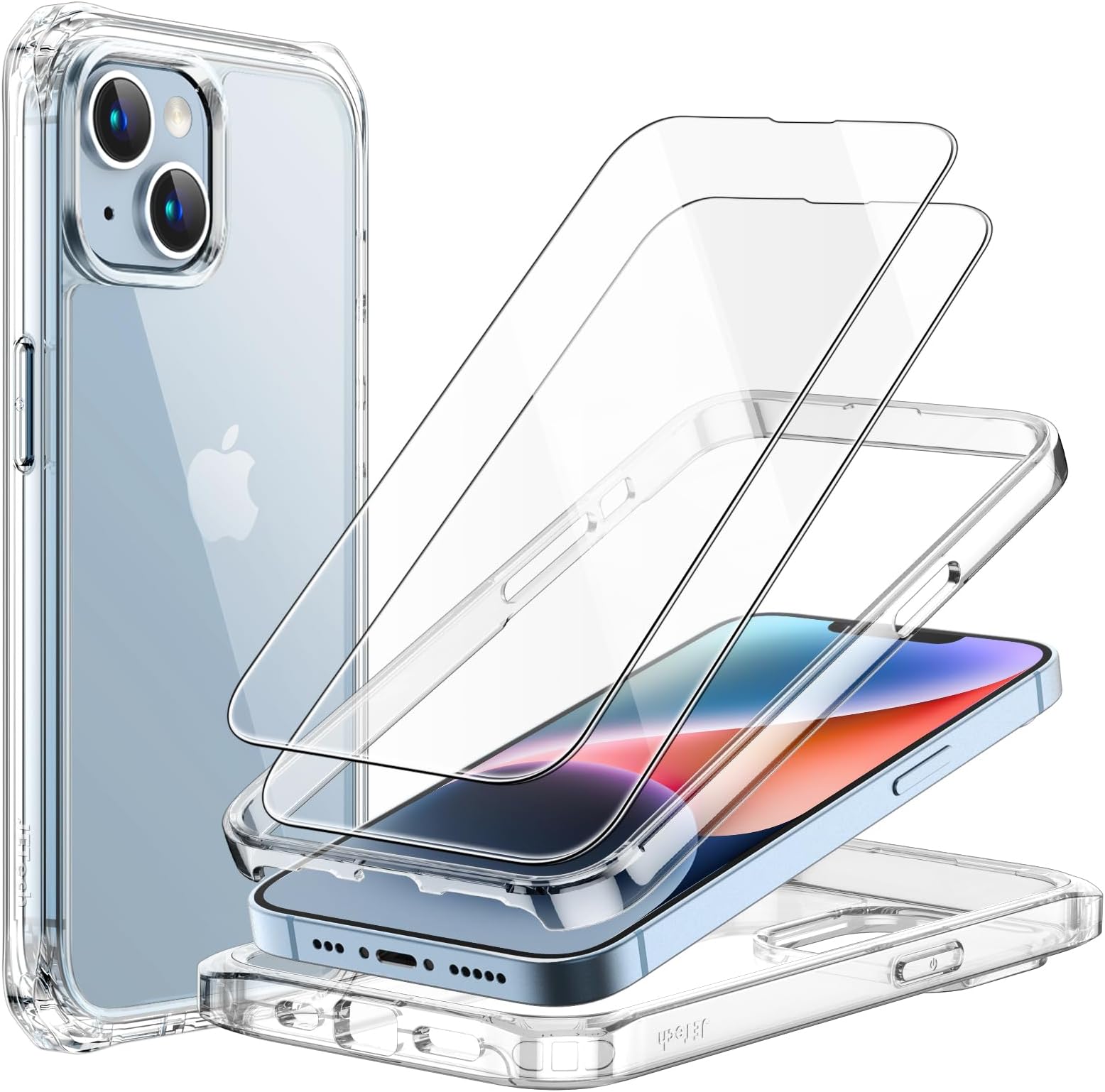 Amazon.com: FlexGear Case for iPhone 14 with 2X Tempered Glass Screen Protectors [Full ...