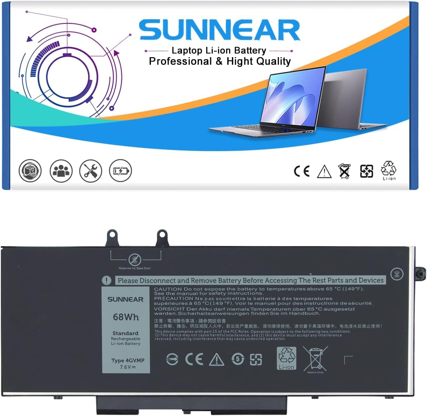 Amazon.com: DELL 4GVMP Laptop Battery Replacement for Dell Latitude ...