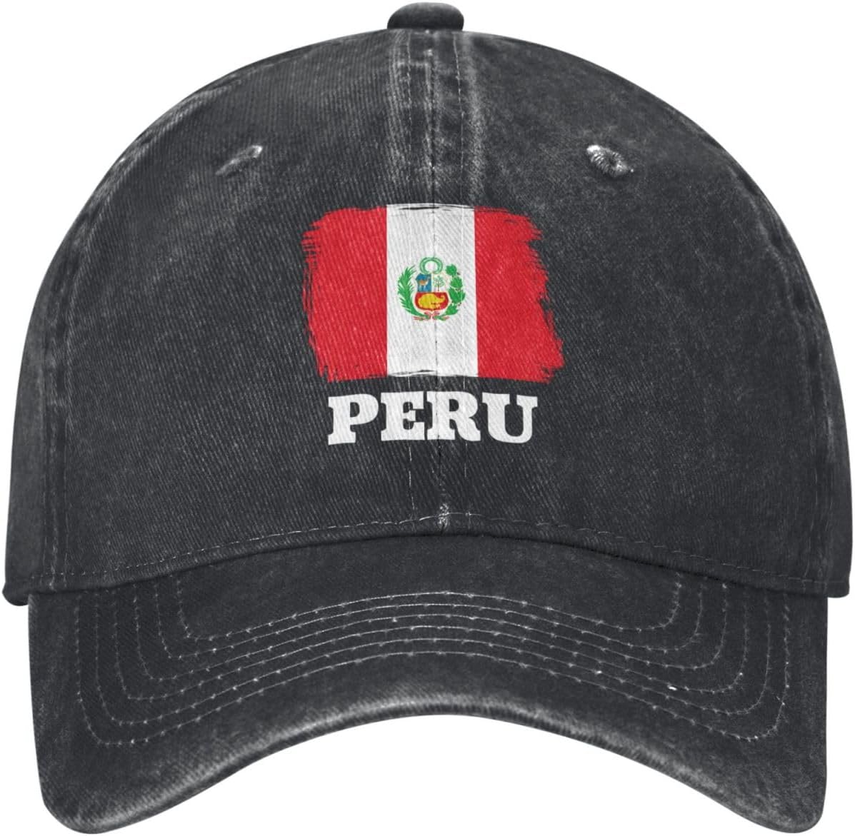 Classic Peruvian Peru Flag Ponytail Hats Baseball Cap Washed Denim Hat