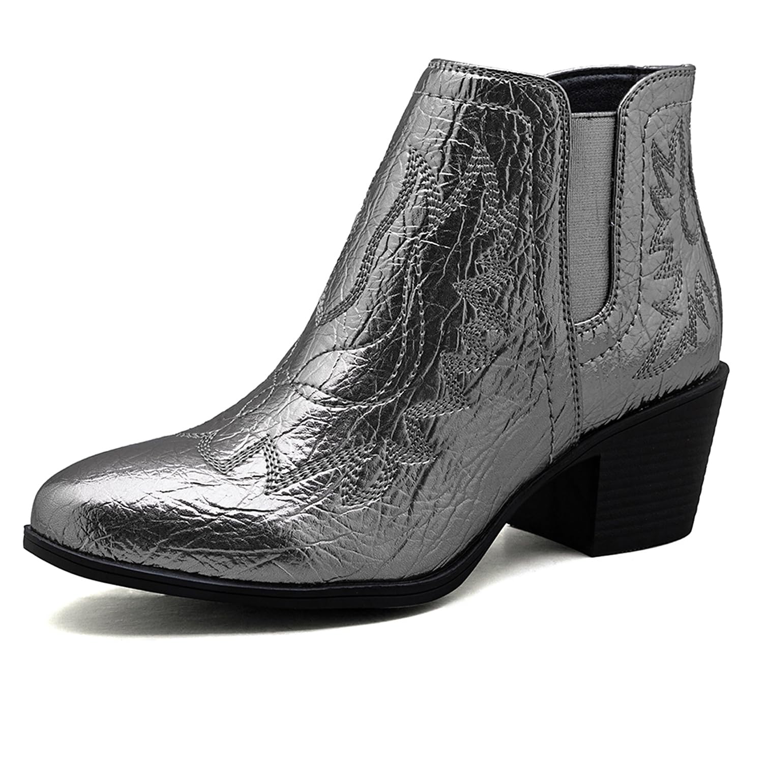 Snapklik.com : Womens Metallic Silver Cowboy Boots Western Style Short ...
