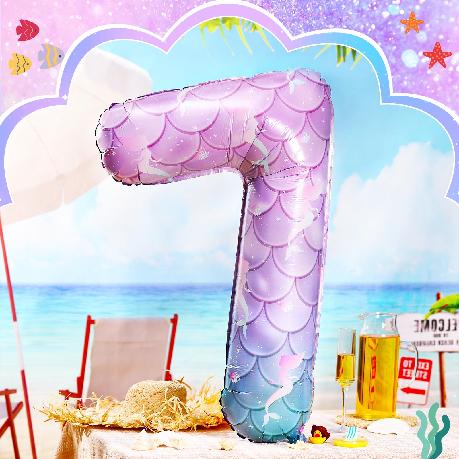 Snapklik.com : 40 Inch Giant Mermaid Number 7 Birthday Balloons Mermaid ...