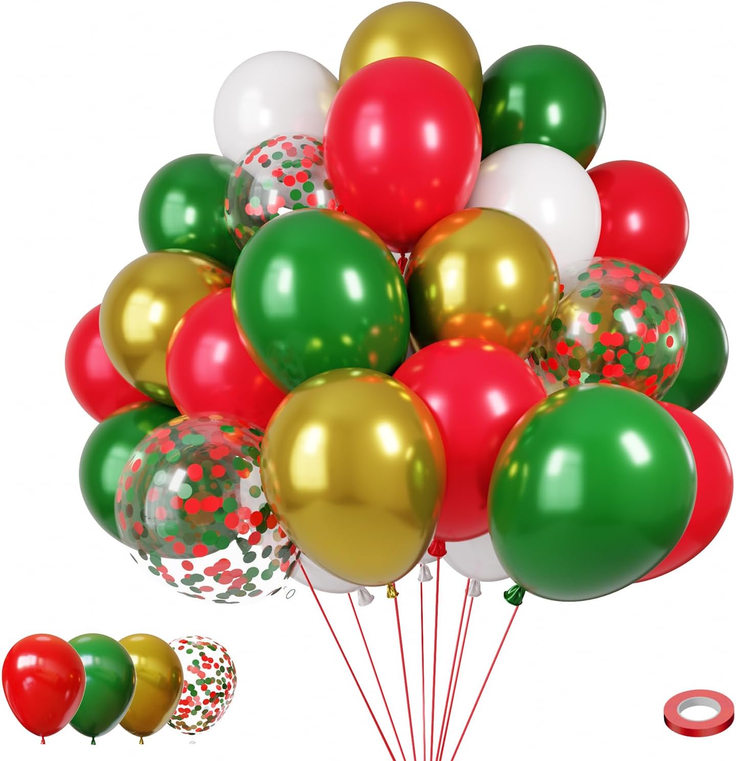 Amazon.com: Myafqsj Red and Green Balloons, 60Pcs Dark Green Red Gold ...