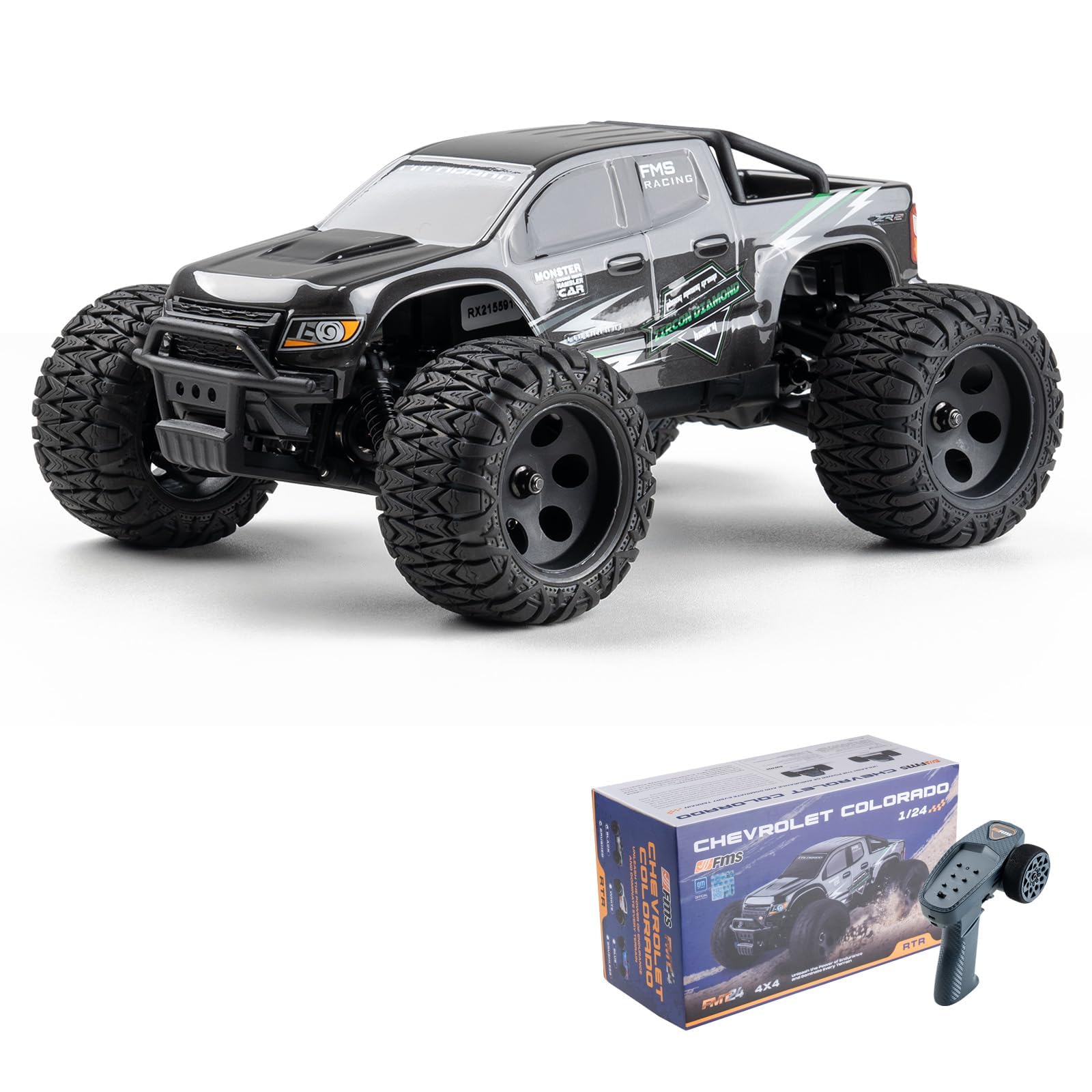 Amazon.com: FMS FMT24 1/24 Chevrolet Colorado Brushed RC Truck RTR, 2 ...