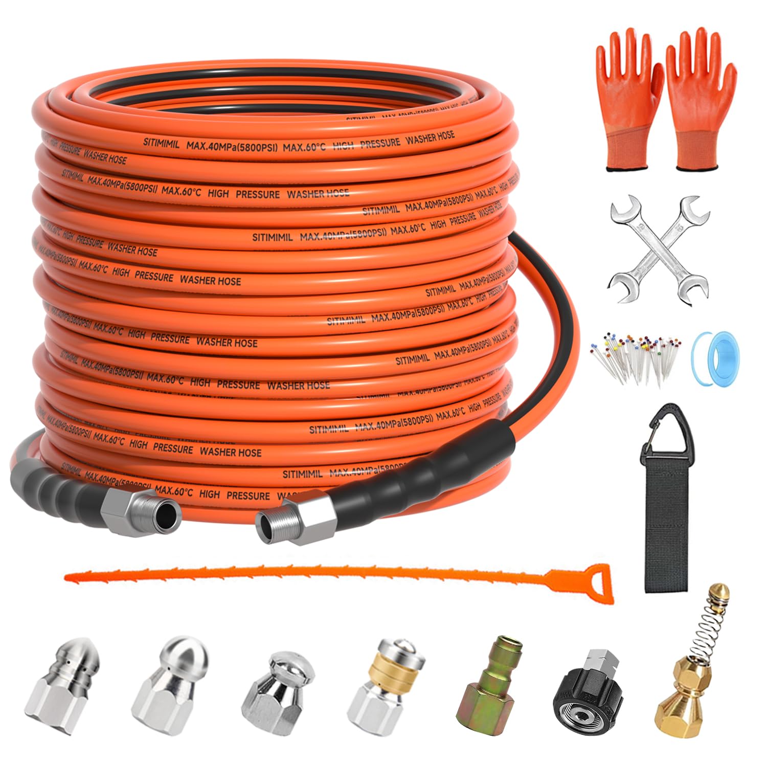 Amazon.com: SITIMIMIL Sewer Jetter Kit for Pressure Washer 100FT ...