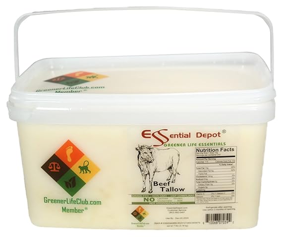 Amazon.com : Beef Tallow - 7 lbs in a PP Pail - Grass Fed - Non-GMO ...