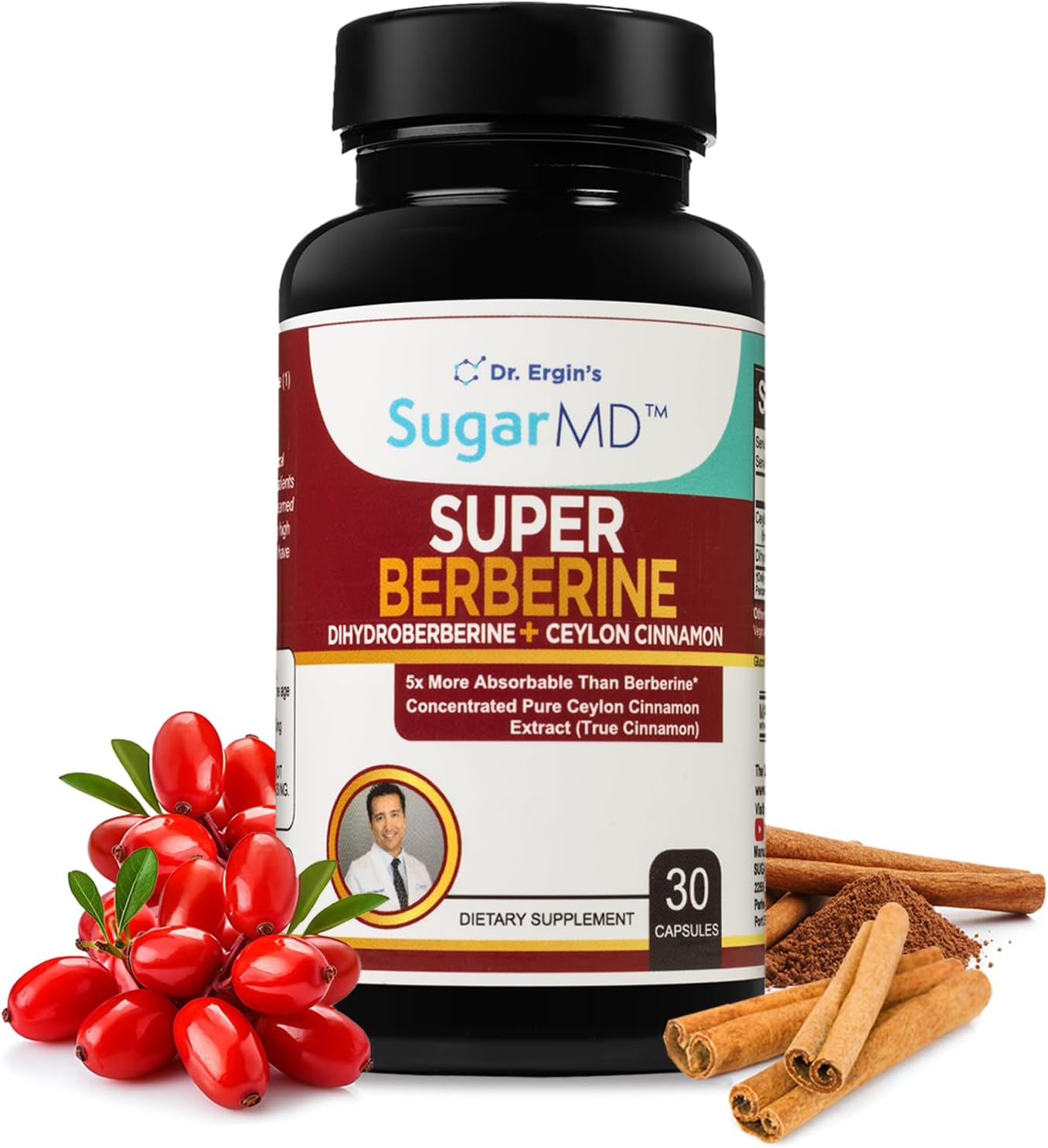 Amazon.com: SugarMD Super Berberine Supplement – 250mg GlucoVantage Dihydroberberine with 4000mg ...