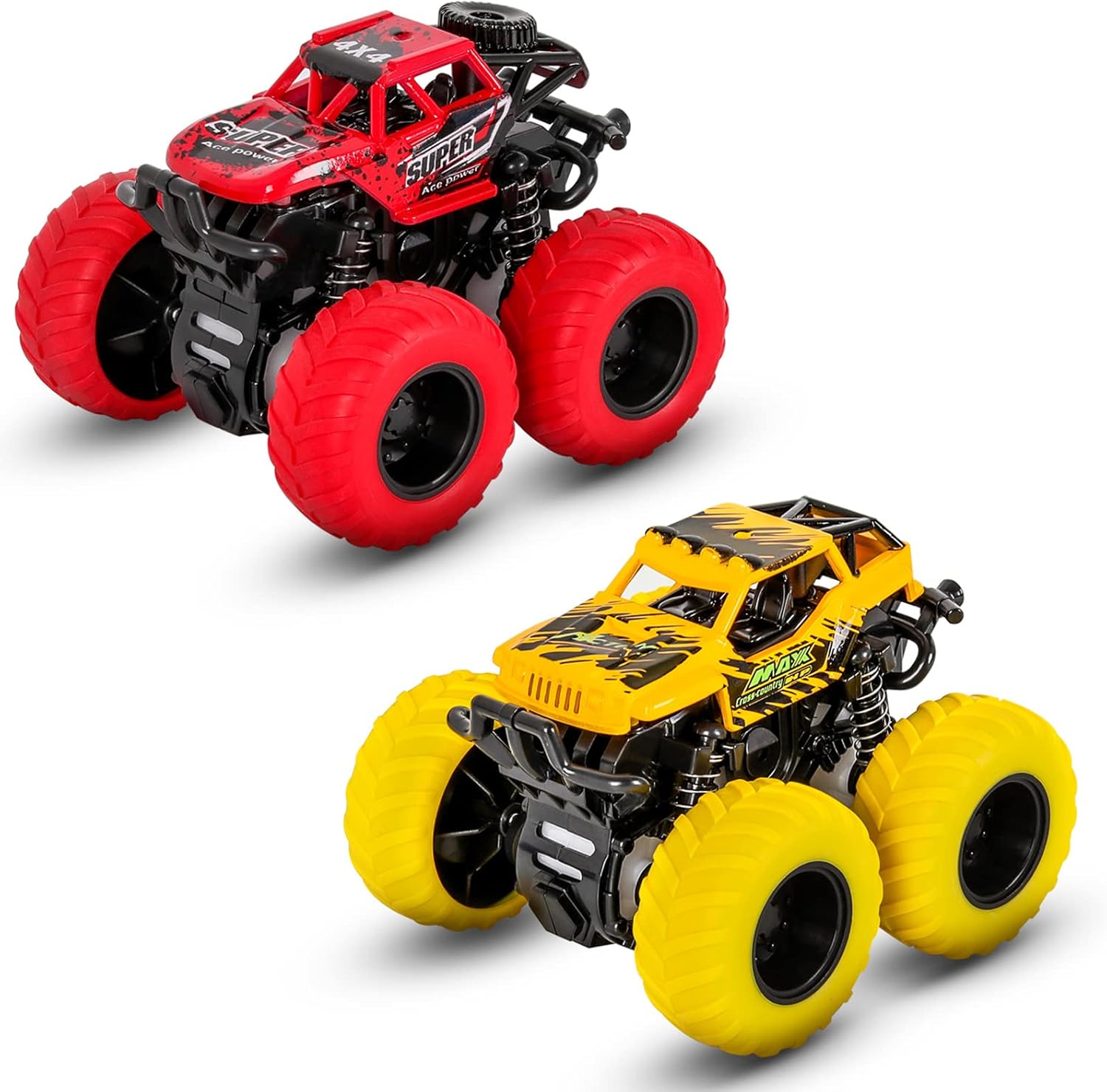 Kids Inertia Car，2 PCS Monster Inertia Truck 360 Rotation Friction ...