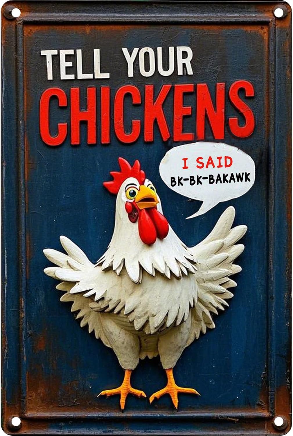 Amazon.com: Seeyoo Chicken Retro Tin Sign Vintage Metal Poster Wall Art ...
