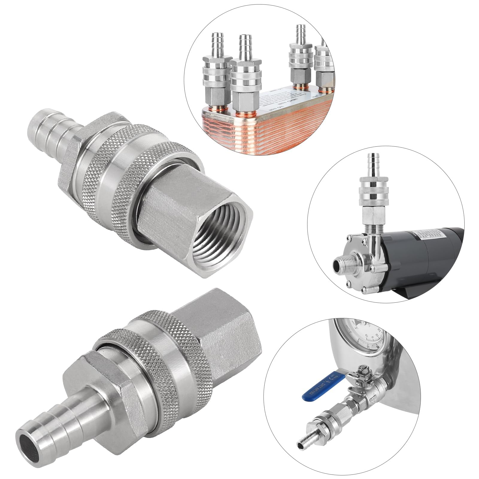 Beer Kit Stainless Female Quick Disconnect Homebrew Fitting 1/2"NPT ...