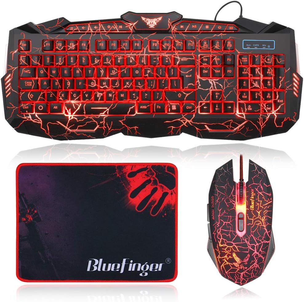Amazon.com: BlueFinger Backlit Gaming Keyboard and Mouse Combo,USB ...