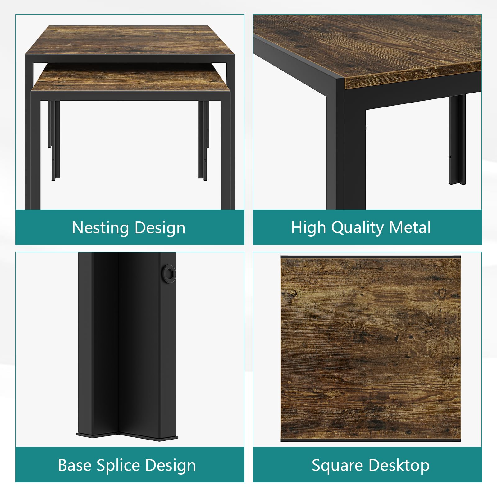 Snapklik.com : Smuxee Nesting Coffee Table Set Of 2, Square Modern ...