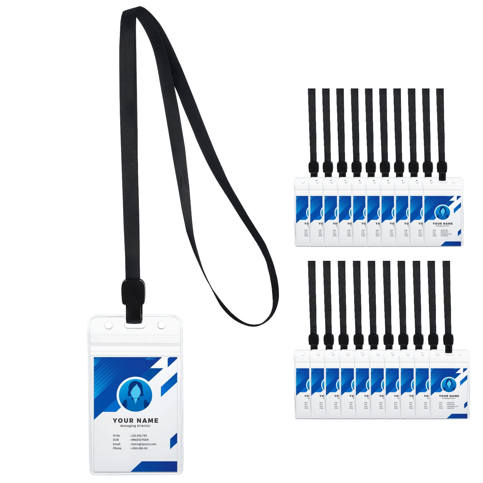 Amazon.com : ID Badge Holder with Lanyard, 20pcs Clear Vertical Name ...