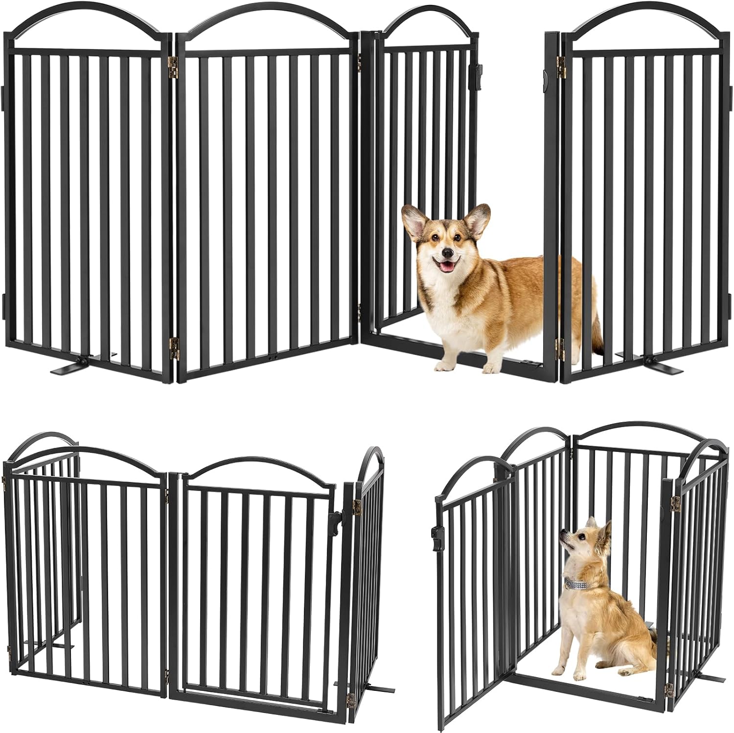 Amazon.com: Malier Metal Freestanding Dog Gates with Door, 32'' Height ...