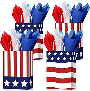 Amazon.com: Tisancy 30 Pcs Patriotic Gift Bags with Handle with 30 Pcs ...