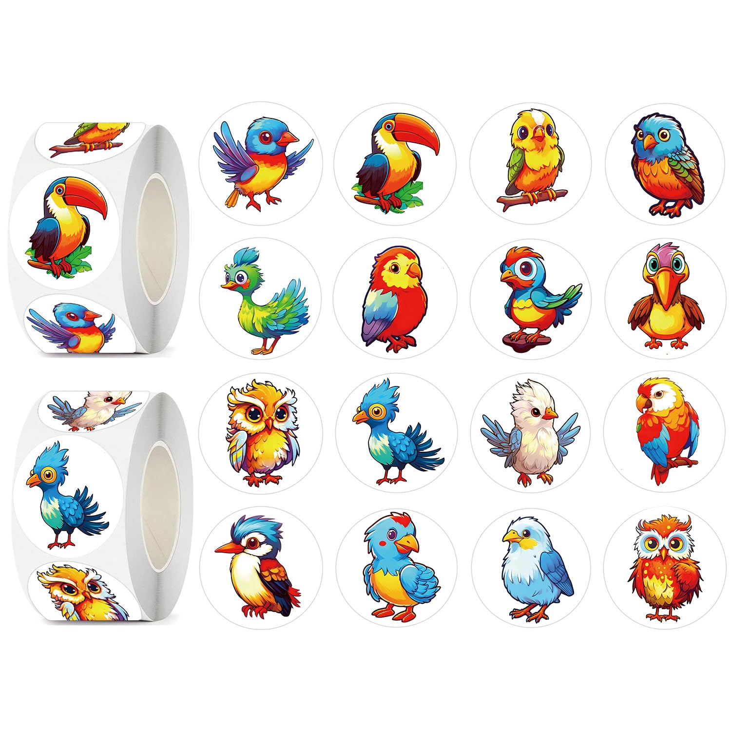 Amazon.com: UVUXO 600 Pcs Bird Stickers for Kids- 1.5 Inch Round ...