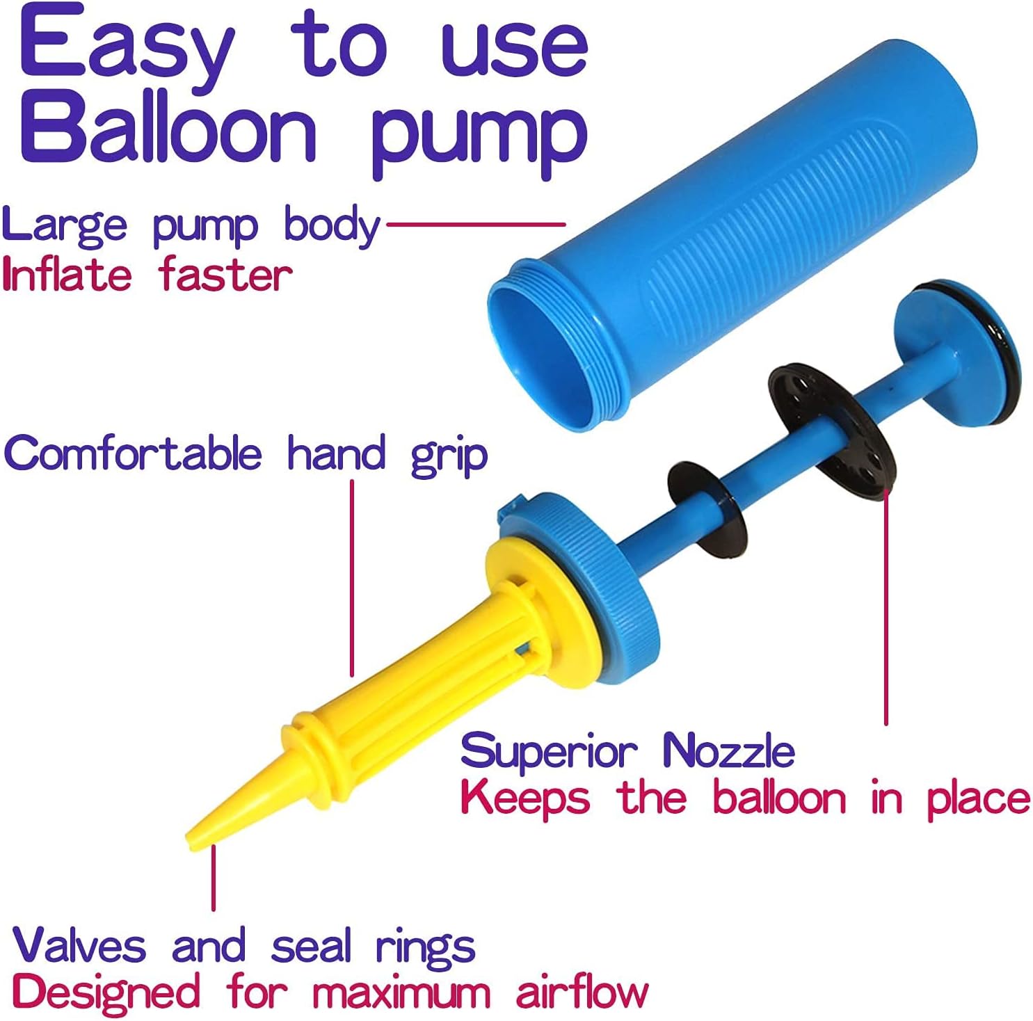 nuoshen 2 Pack Balloon Hand Manual Inflator Hand Pump With Balloons Tie ...